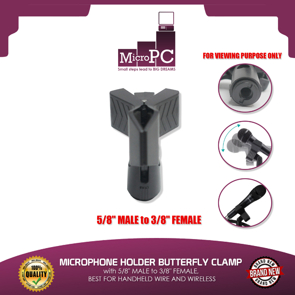 MICROPHONE HOLDER BUTTERFLY CLAMP with 5/8" MALE to 3/8" FEMALE, BEST ...