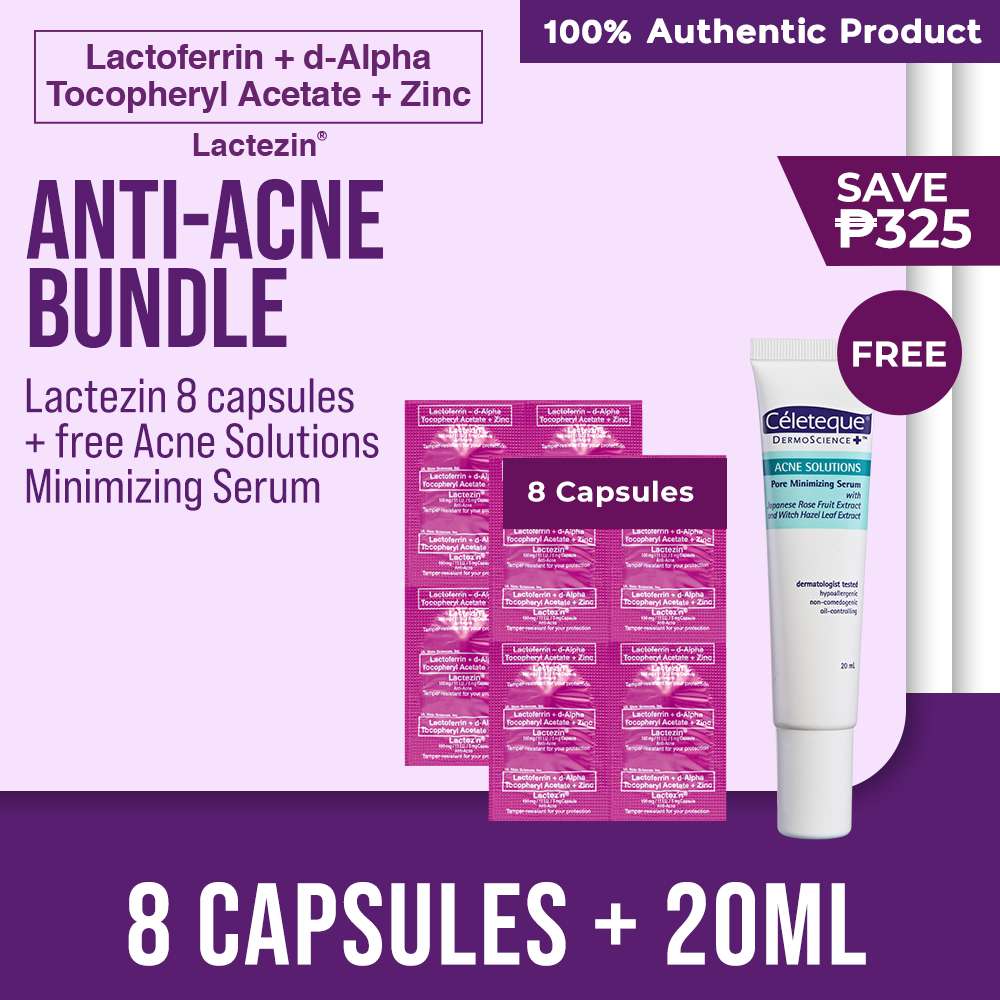 Anti-Acne Bundle (Lactezin 100mg 8 Capsules + Pore Minimizing Serum ...