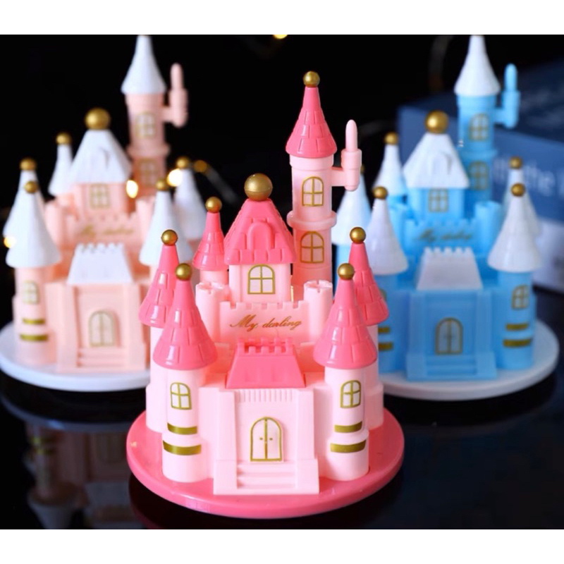 pink or blue castle cake topper in plastic material | Shopee Philippines