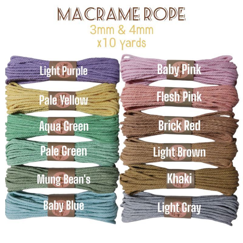 10yards x 3mm|4mm Macrame Cotton Rope ( Macaron Colors ) | Shopee ...
