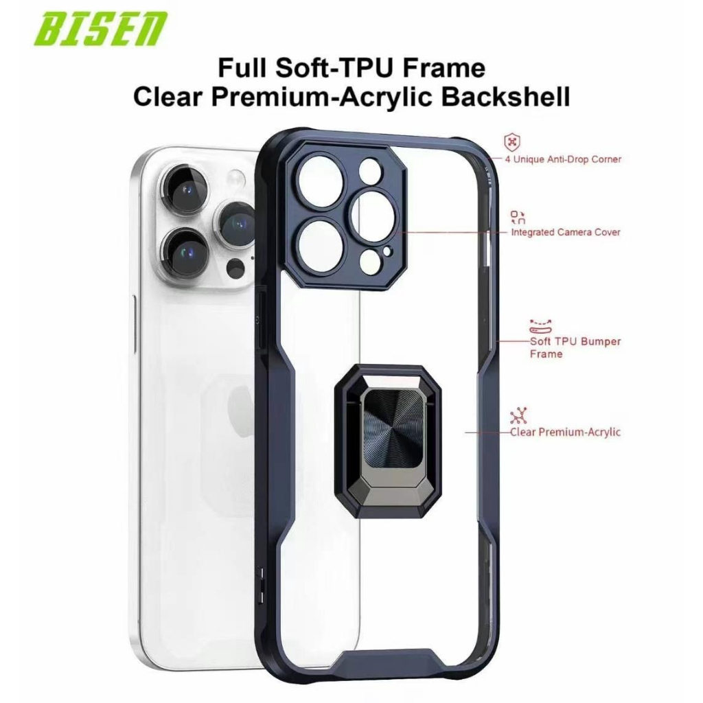 Huawei Y7pro 2019 Nova 7SE Bisen Acrylic Clear Case With Magnetic Stand ...