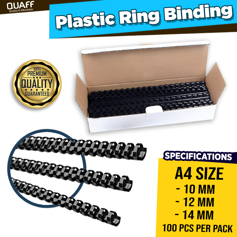 100pcs - Plastic Ring Binding Black A4 Size 10mm | 12mm | 14mm | Shopee Philippines