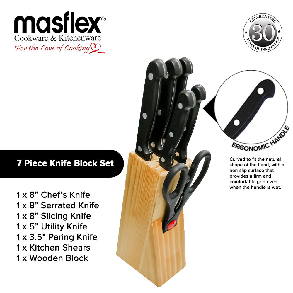 Masflex 7PCS Knife Block Set OW-7KB | Shopee Philippines