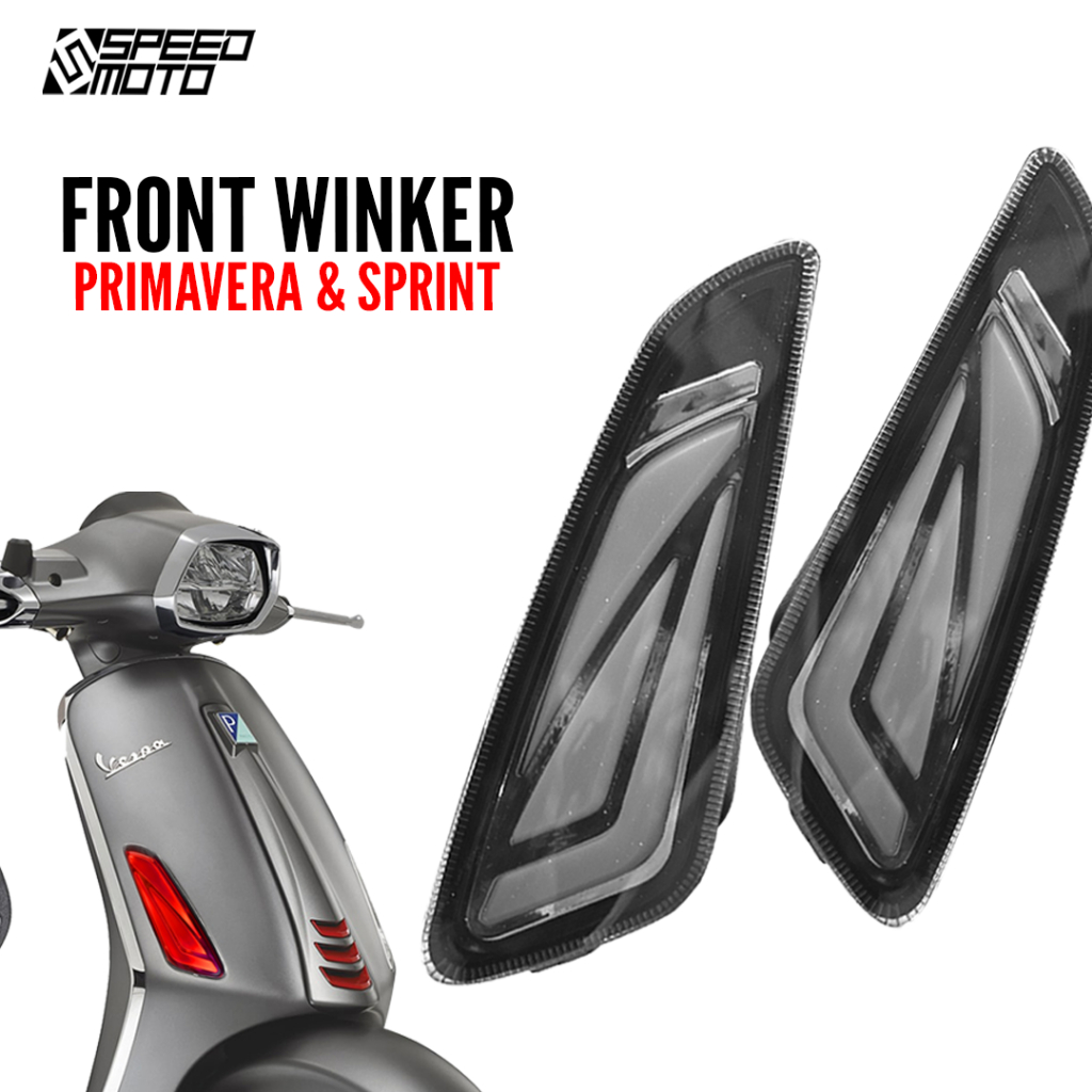 VESPA PRIMAVERA 150CC / SPRINT 150 FRONT WINKER ASSY SMOKE LENS 2PCS ...