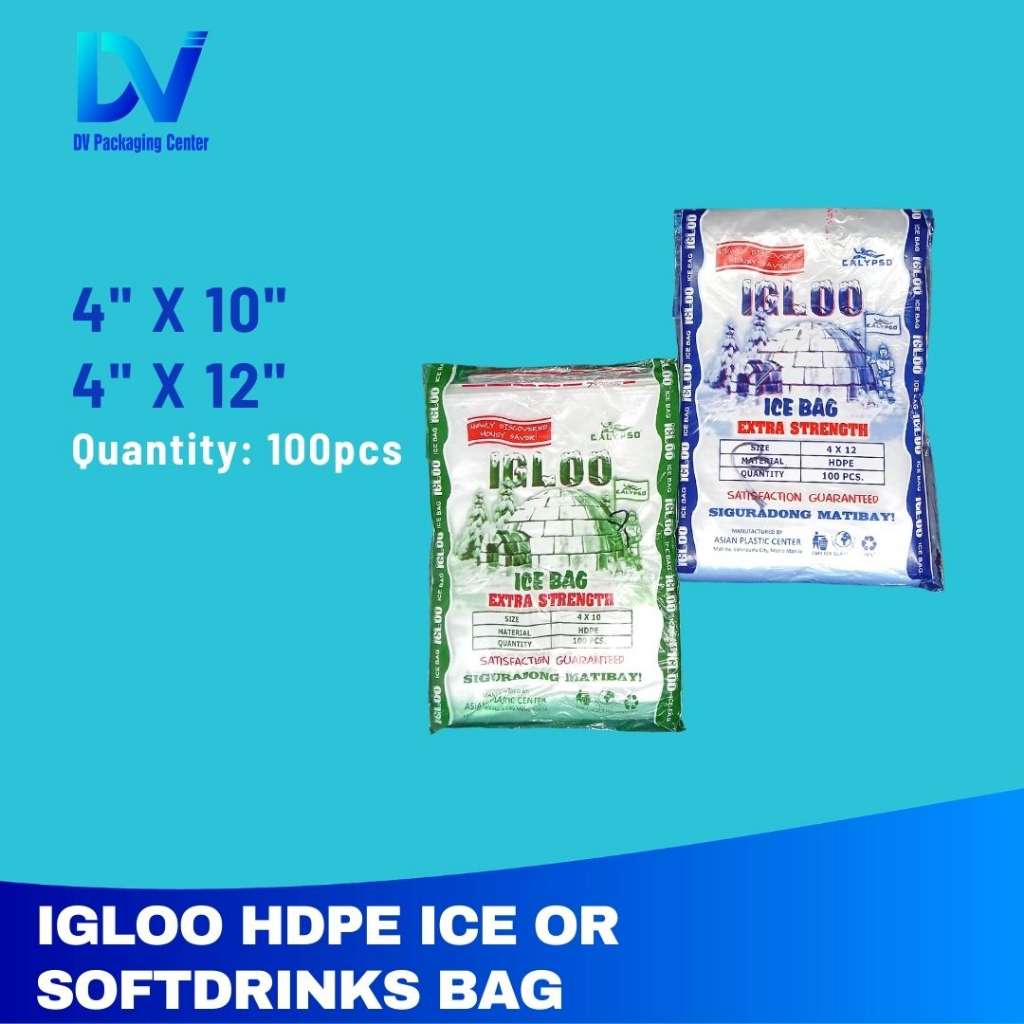IGLOO HDPE ICE OR SOFTDRINKS BAGS (4" x 10" & 4" x 12") | Shopee ...