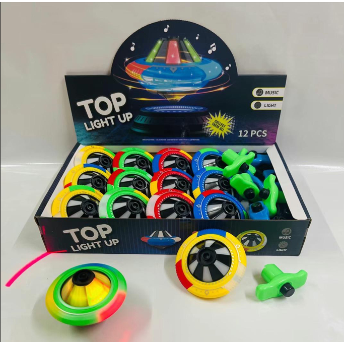 Q4 Lucky Tarsier 1pcs Top Light Up Flashing UFO Laser Top Funny Toys ...