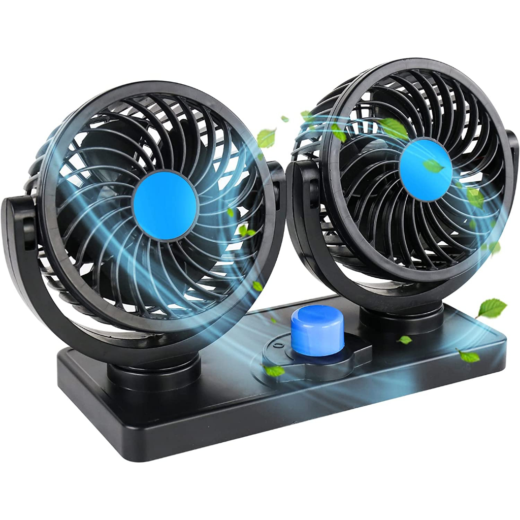 12v Car Fan - Dashboard Double Headed Vehicle Fan 360 Degree Rotatable ...