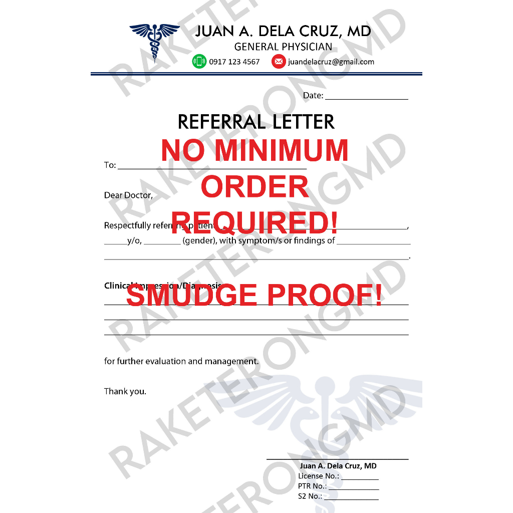 REFERRAL FORM, REFERRAL LETTER PAD, CUSTOMIZED, PERSONALIZED FOR ...