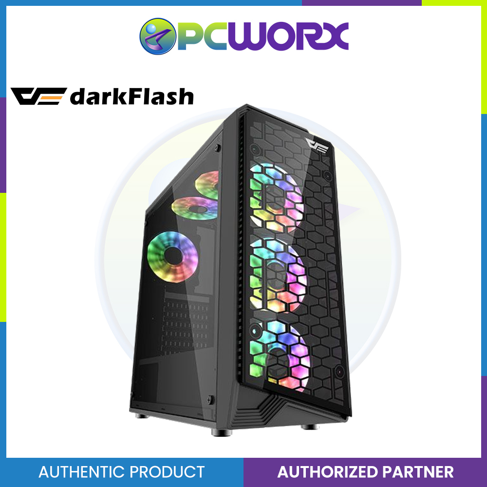 DarkFlash Water Square 5 Black ATX Mid-Tower Desktop Gaming Case ...
