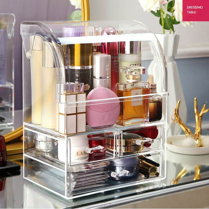 Storage Box With Lid 3 Drawers Transparent Clear Organizer Dust-proof ...