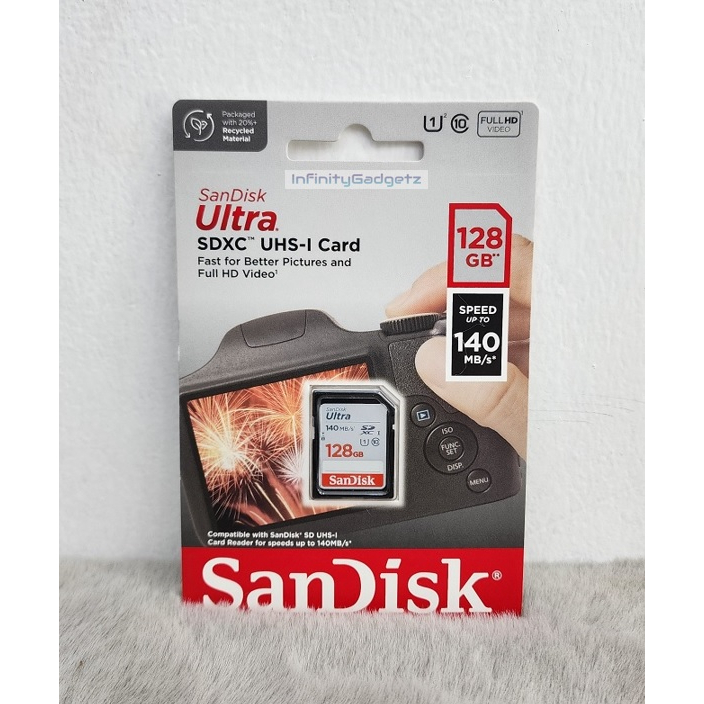 SanDisk Ultra 128GB SDXC Class 10 140MB/s UHS-I Full HD Memory Card for ...