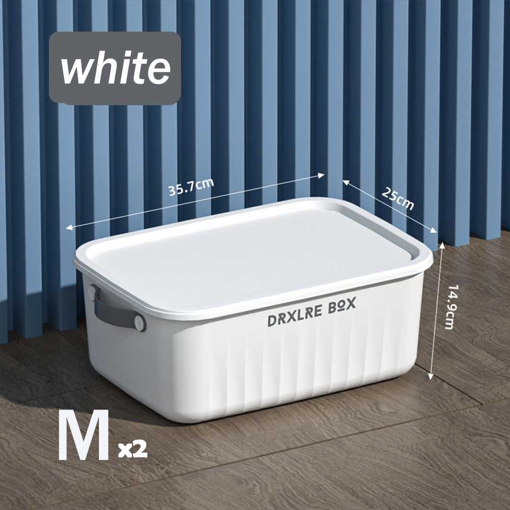 Storage Box with Cover Basket Shelf Organizer Plastic Container Box ...