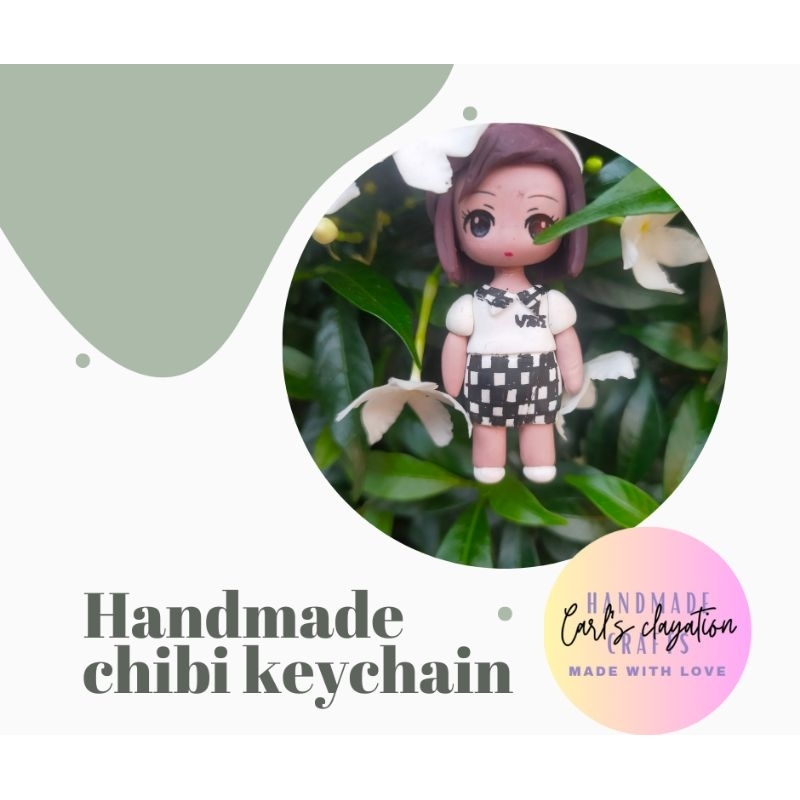customized chibi me with name tag, cute keychain, mini-me keychain ...