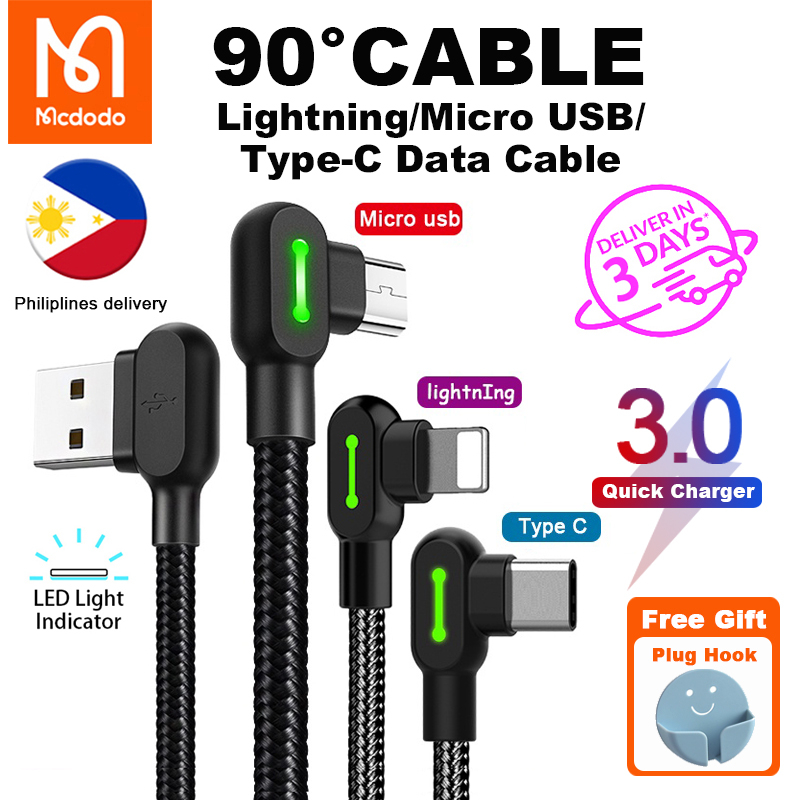 Mcdodo Charger iPh USB Type C Micro usb Charger Cable 90 Degree Gaming ...