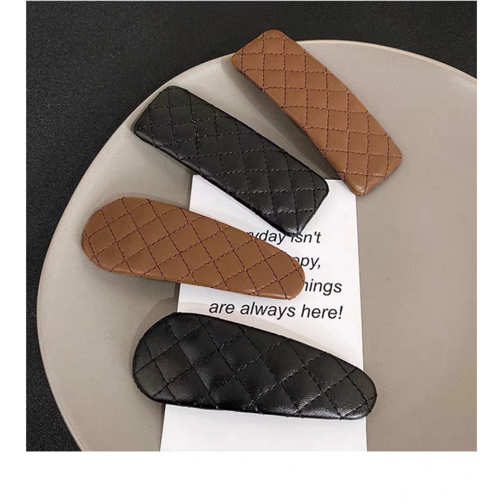 Ur Style New Fashion Korean Hair Side Clip Leather 3inches | Shopee ...