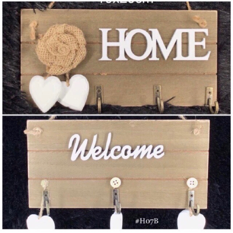 Welcome and Home Signage HOOK Wooden Wall Decor in House | Shopee ...