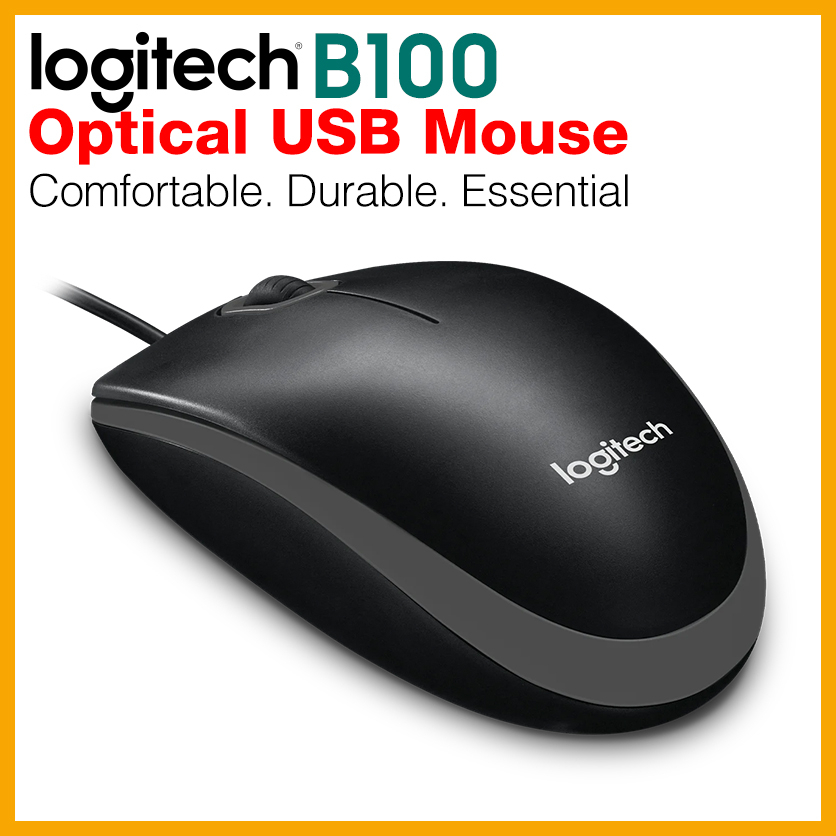 Logitech B100 Wired USB Mouse : 3-Buttons, Optical Tracking ...