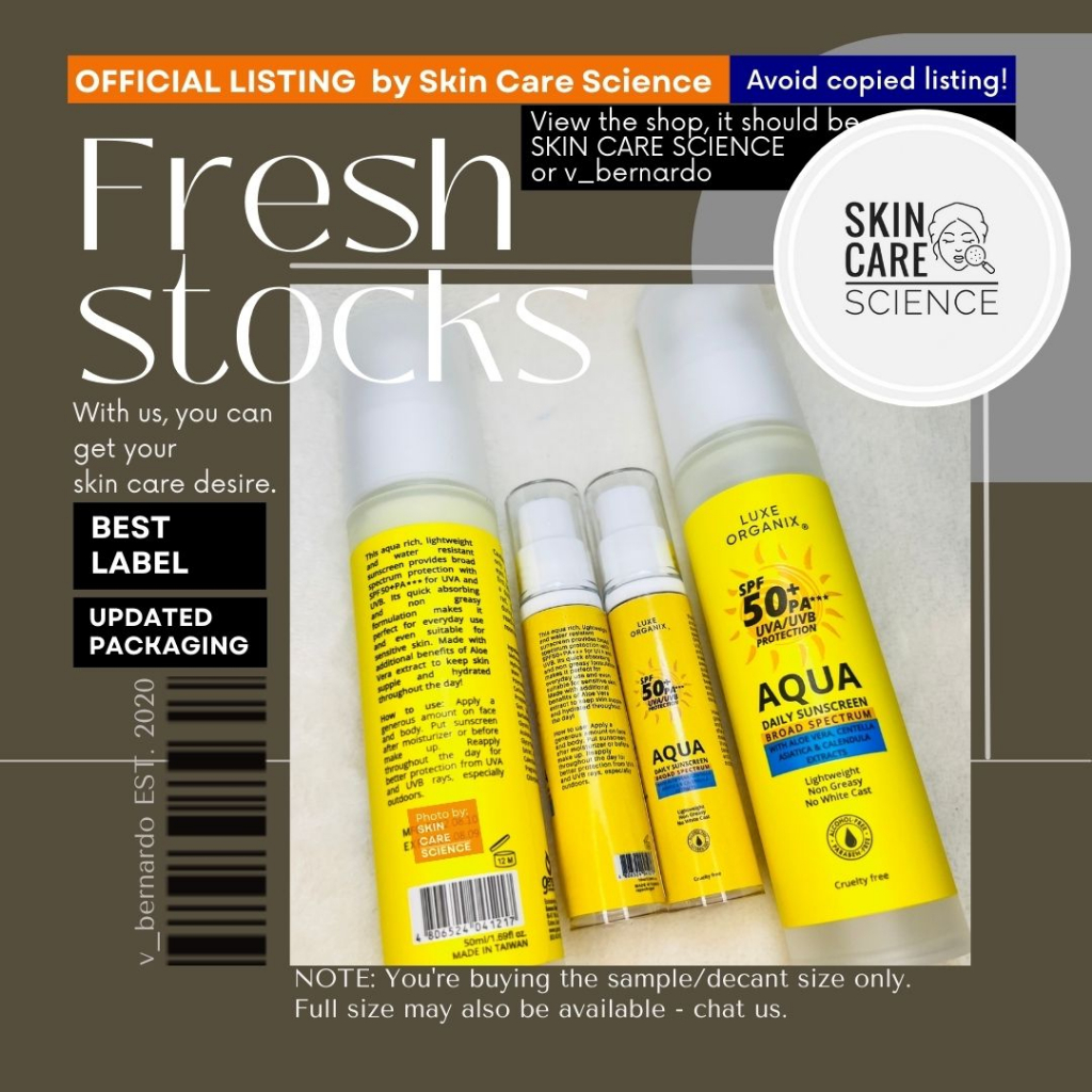 LUXE ORGANIX SPF 50+ PA*** UVA/UVB Protection Aqua Daily Sunscreen ...