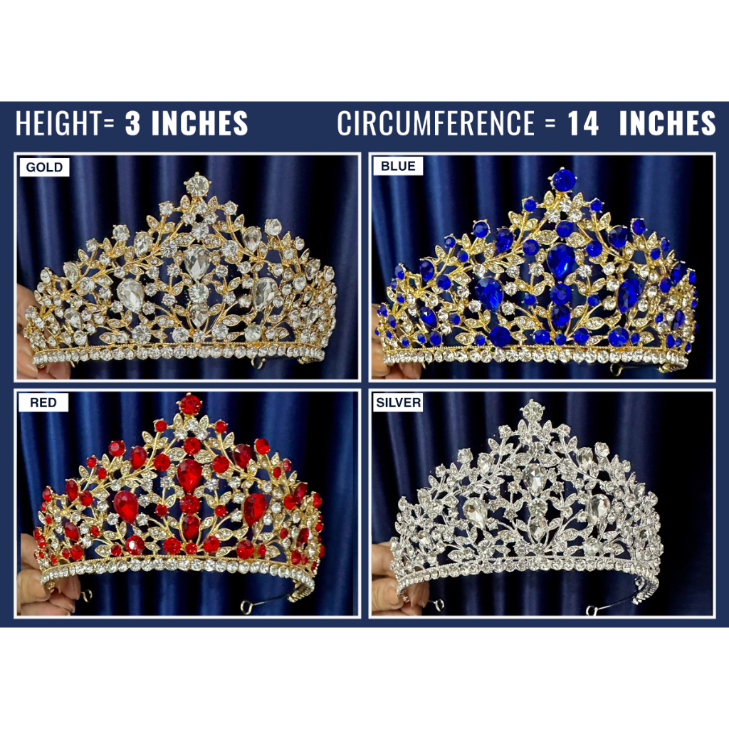 Elegant Pageant Party Crowns Silver Gold Blue Red colour available 3 ...