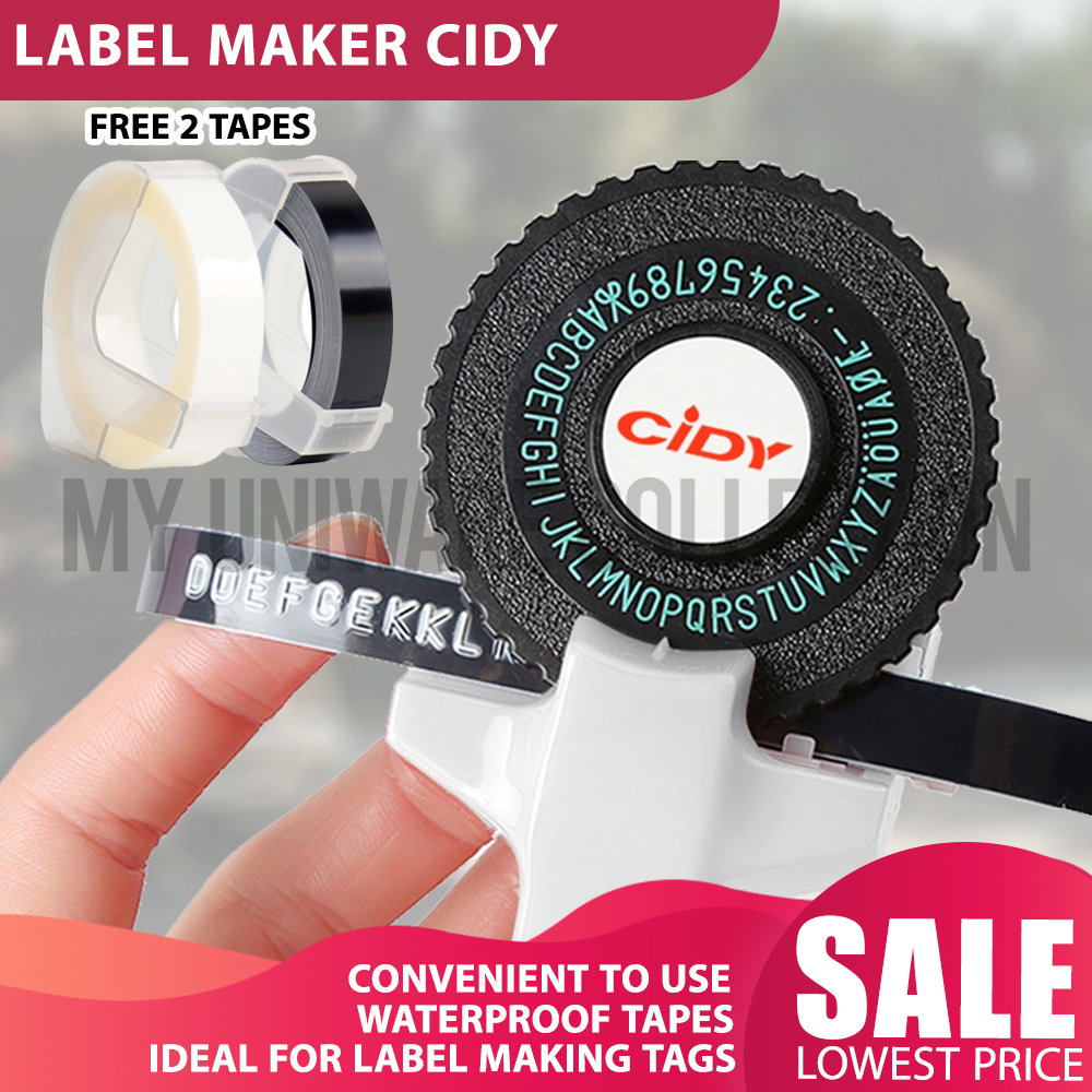 Label Maker Cidy Manual with FREE 2 TAPES (9mm x 3mtrs) Manual ...