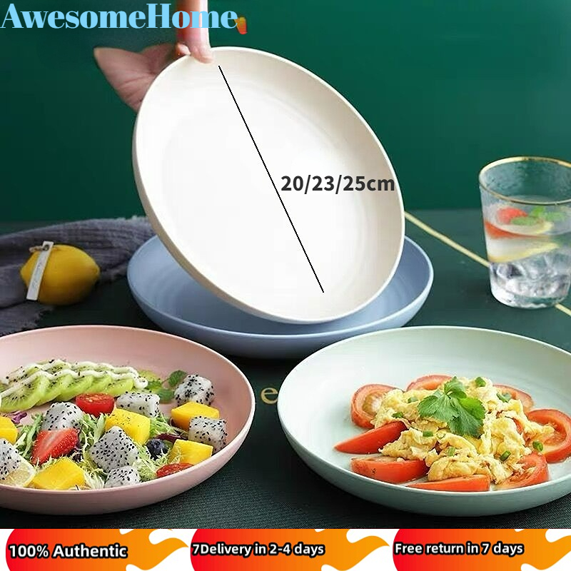 Wheat Fiber Saucer Plate Creative Fruit Appetizer Dessert Round-shaped ...