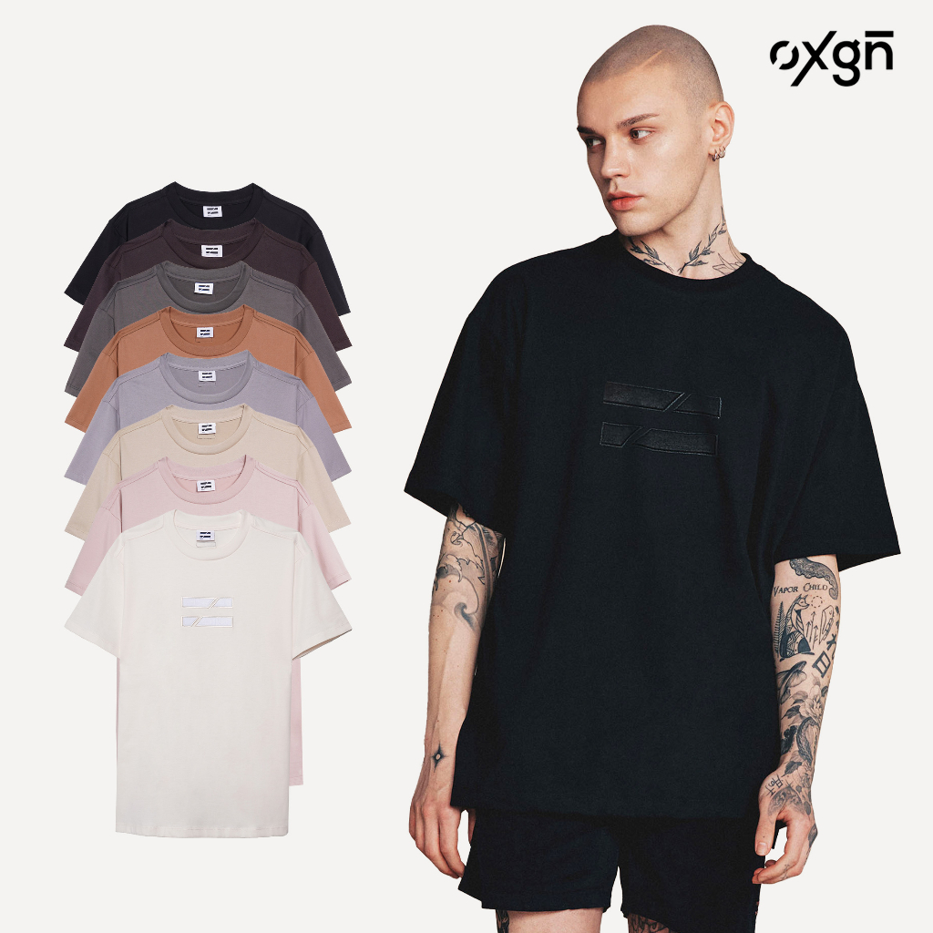 OXGN COED Unisex T-Shirt With Embroidery And Leather Patch For Men And ...