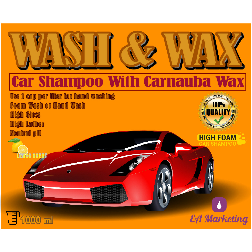 Premium Car Shampoo with Carnauba wax carwash detailing lather foam ...