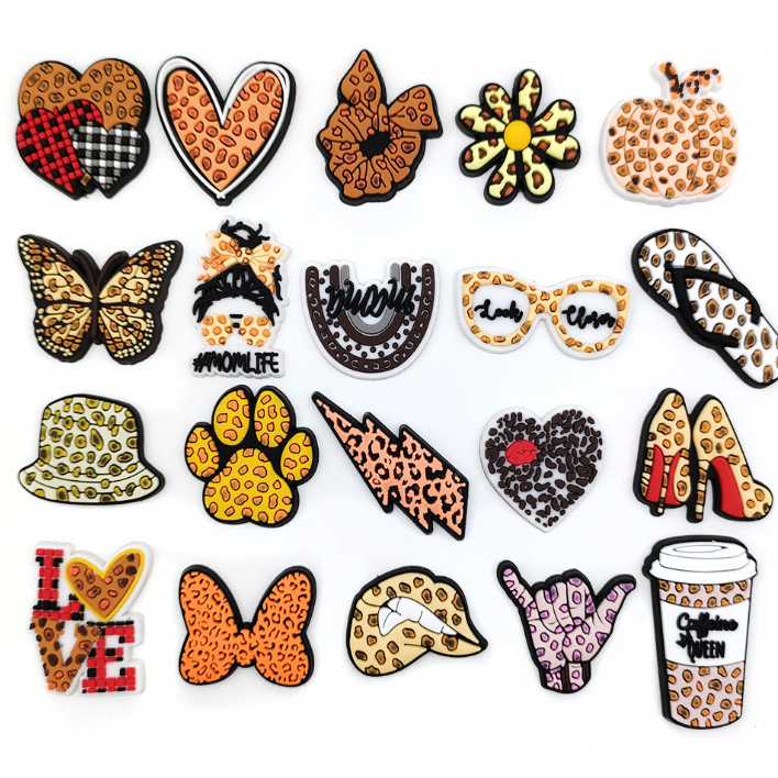 New Cros cute girls Leopard print pins jibbitz for shoes bags Cod ...