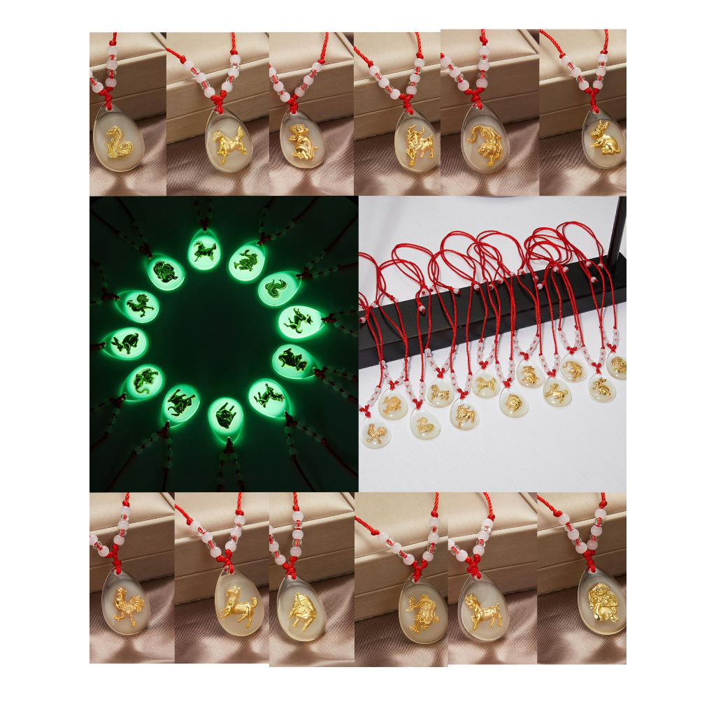 Crystal Luminous Pendant Exquisite Gold Zodiac Pendant Red Rope ...