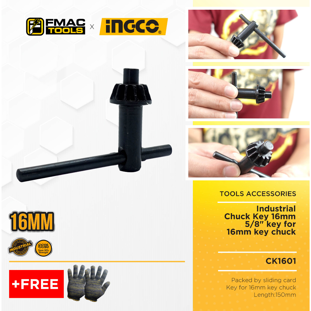 INGCO Industrial Chuck Key 16mm 5/8" key for 16mm key chuck CK1601 ...