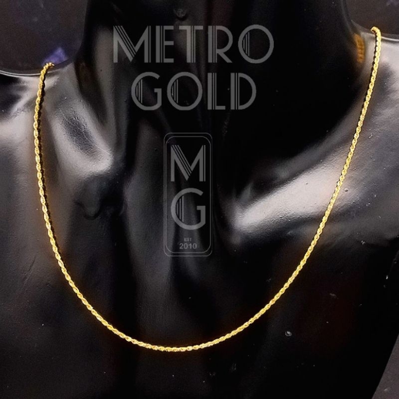 18K Saudi Gold Rope Chain Necklace 18 inches LIGHTWEIGHT | Shopee ...