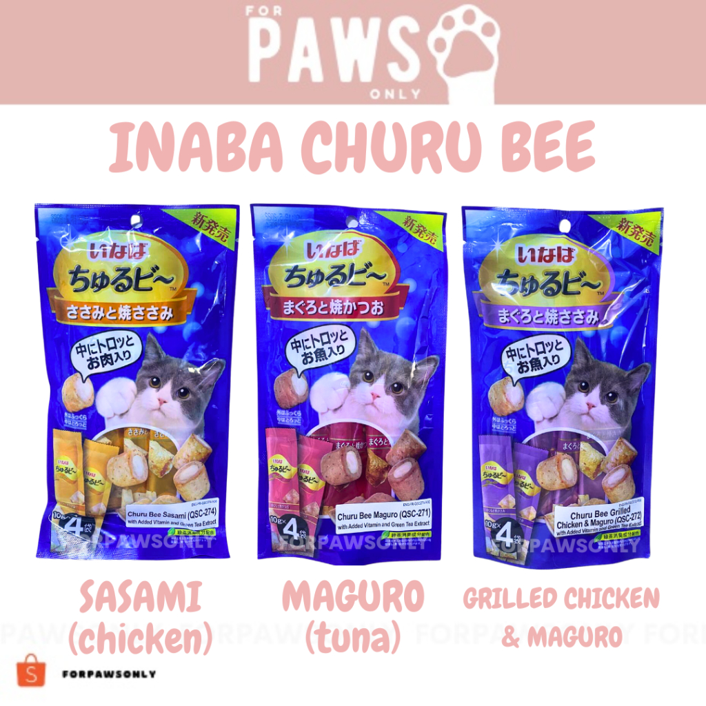 INABA Churubee with Vitamin and Green Tea Extracts Pet Cat Treats 10g x 4 Sticks CIAO | Shopee ...