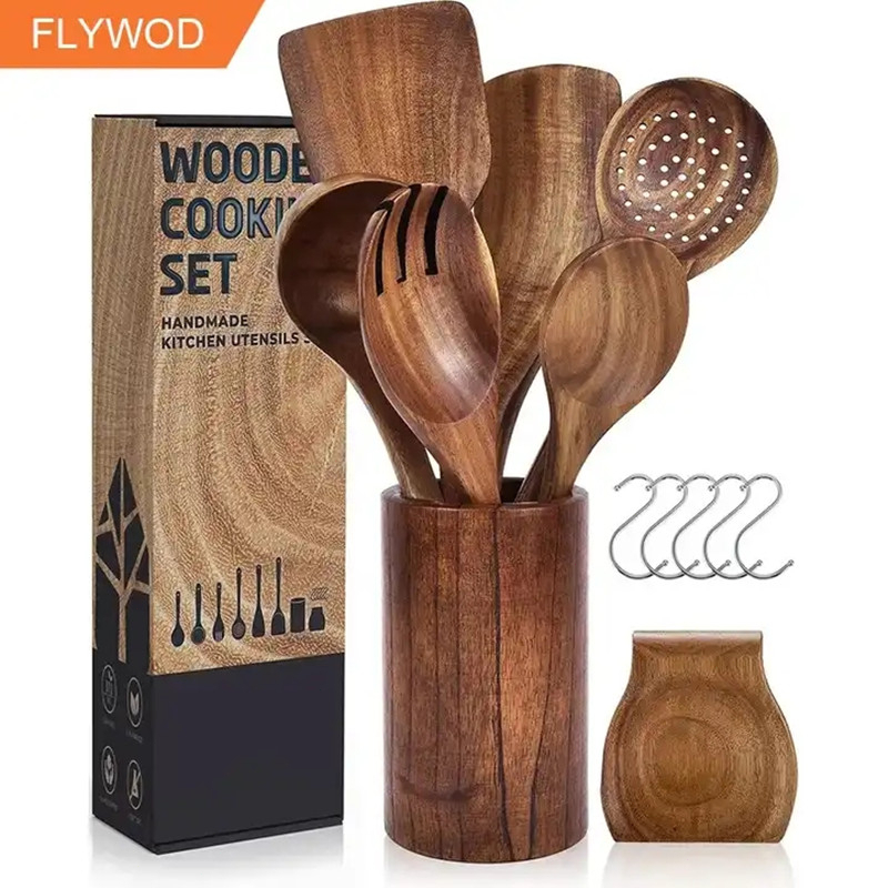 8 in 1 Eco Friendly-Bamboo Kitchen Utensil Set Tool Kitchenware (Bamboo ...