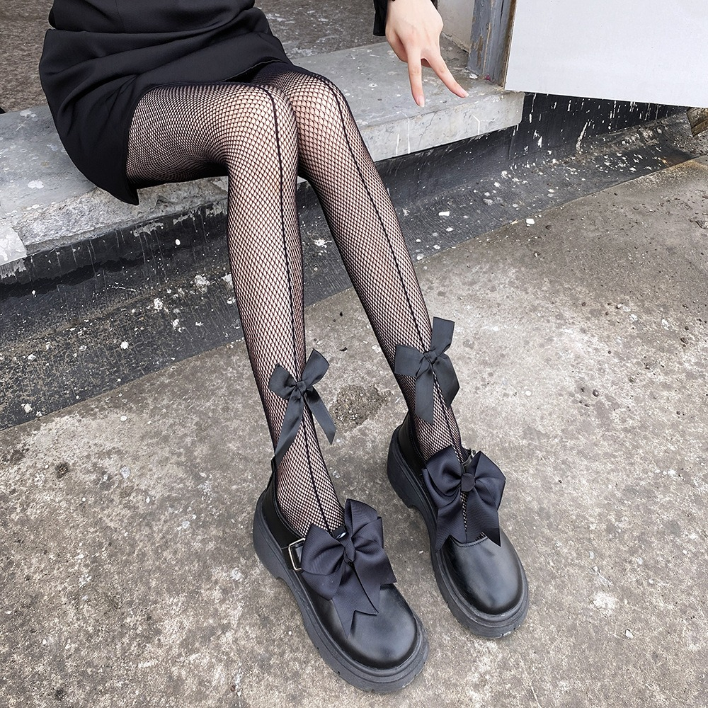 Yfgsc 17105 Ribbon Jk Stocking Japanese Style Fashion Cute Black White