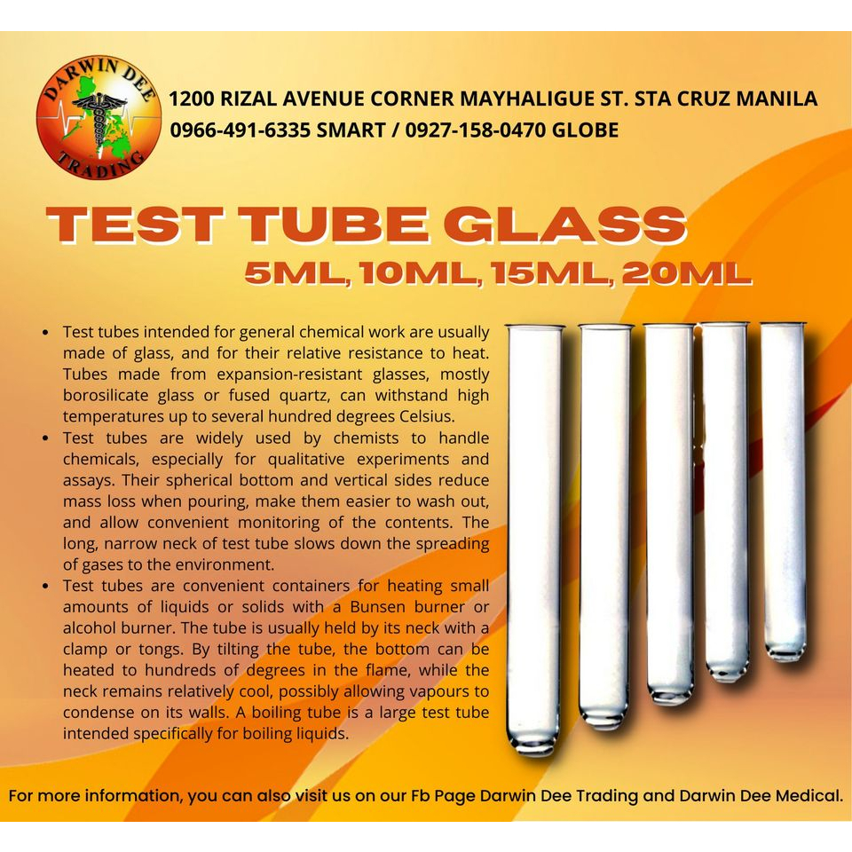 TEST TUBE GLASS (5ML,10ML, 15ML, 20ML) | Shopee Philippines