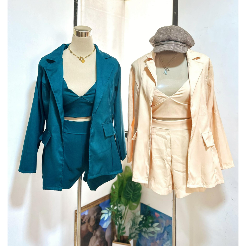 PREMIUM Bangkok 3in1 BKK longsleeves blazer crop top shorts semi formal ...