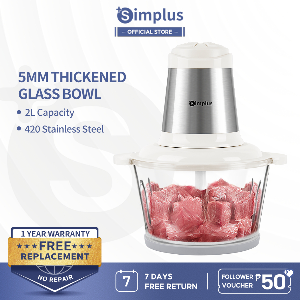 Simplus 2L Electric Meat Grinder Food Processor Stainless Steel Food ...