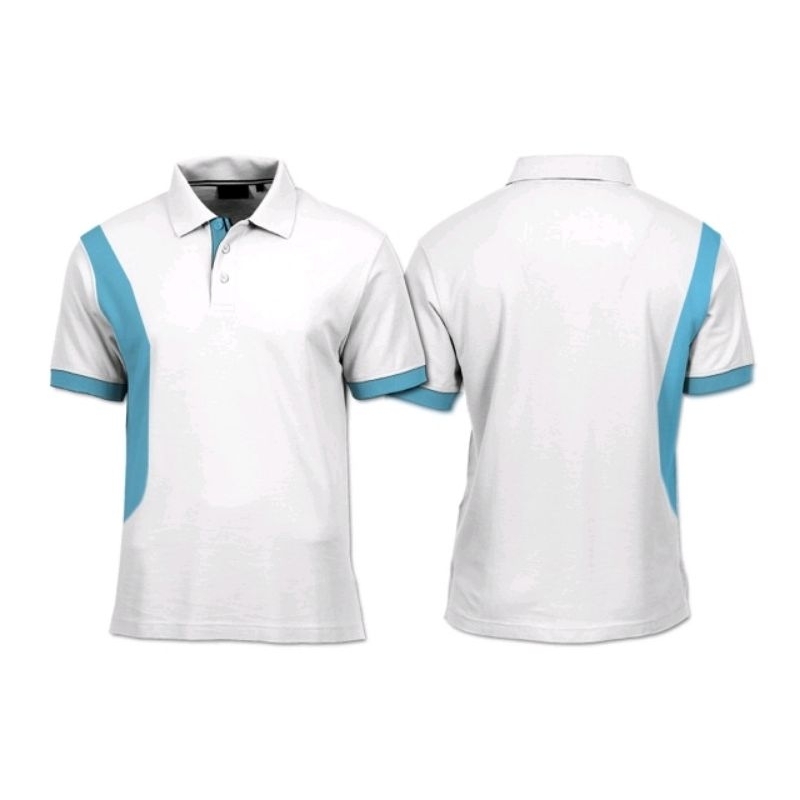 Men's Polo shirt Short sleeve. White Combination blue | Shopee Philippines