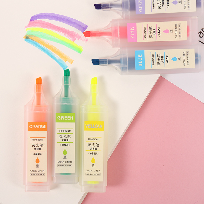 Candy color double-headed highlighter color stroke line marker pen ...