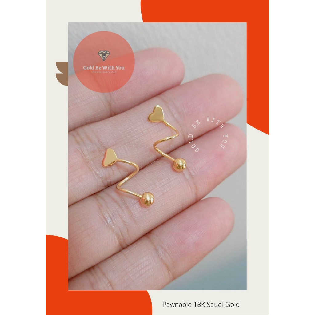 Pawnable 18k Saudi Gold SP Spiral Heart De Roscas Earrings | Shopee ...