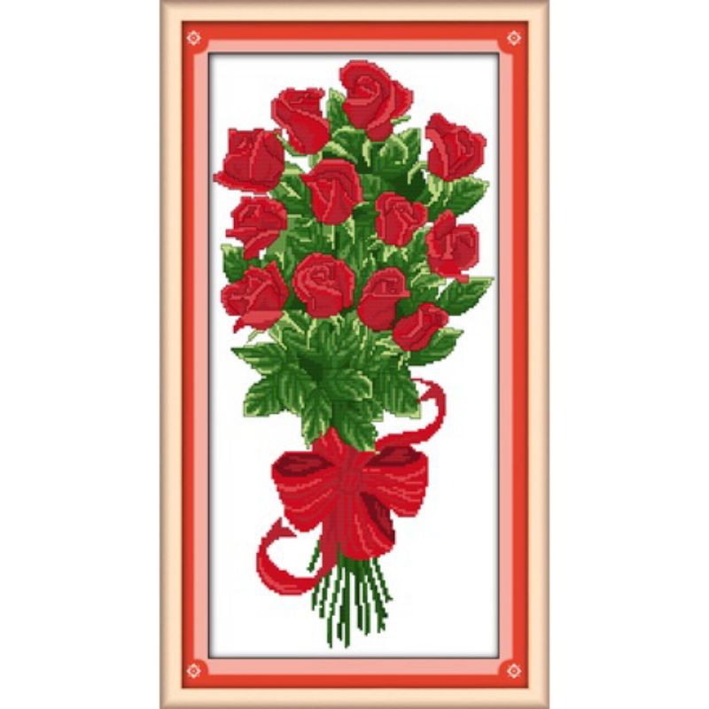 BOUQUET OF RED ROSES COMPLETE SET STAMPED Cross Stitch | Shopee Philippines