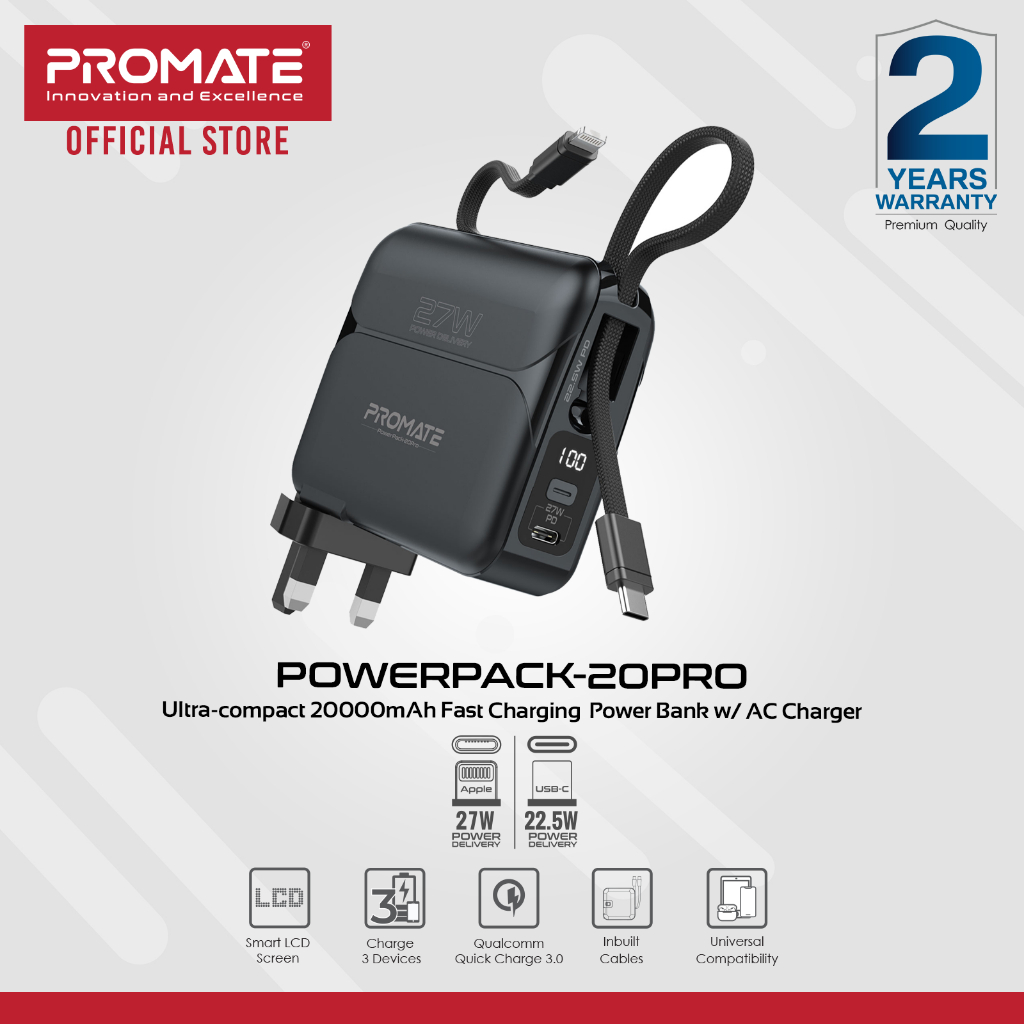 Promate PowerPack-20Pro Ultra-compact 20000mAh Fast Charging Power Bank ...