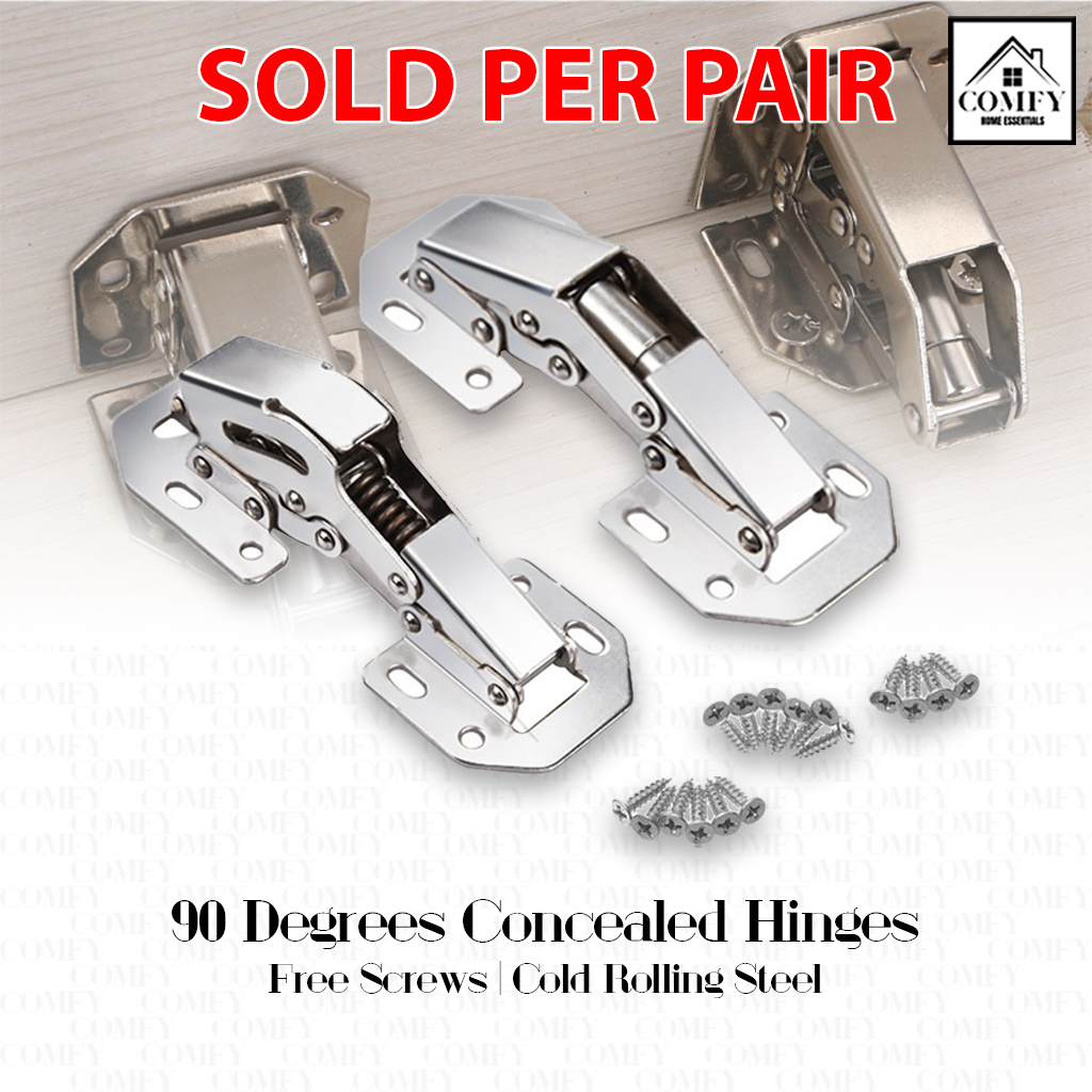 (ONE PAIR) 90 Degrees 4 Inches Concealed Cabinet Hinges Door Hinge ...