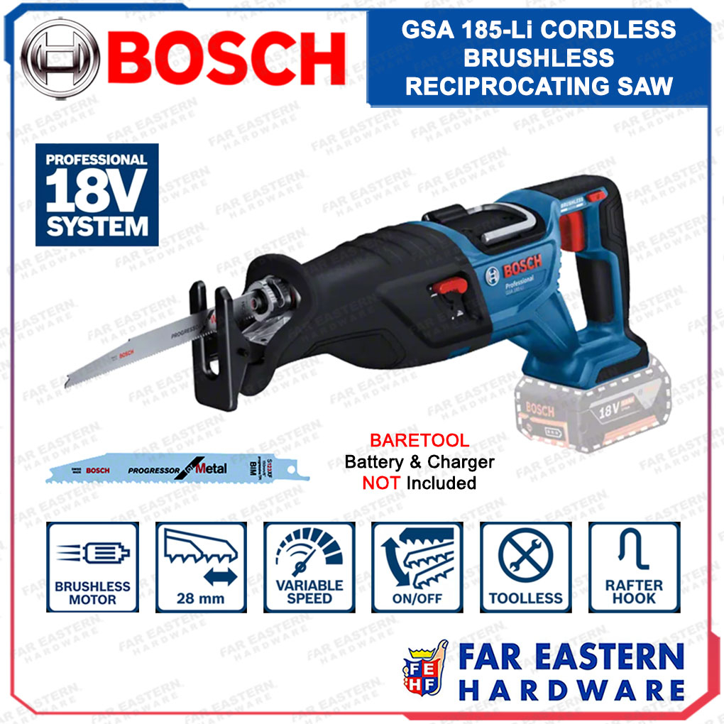 BOSCH GSA 185-Li Cordless Brushless Reciprocating Sabre Recip Saw 18V ...
