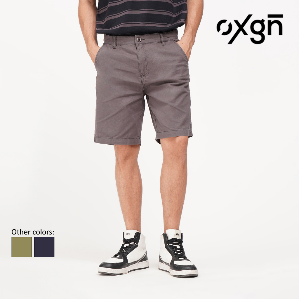 OXGN Regular Fit Chino Shorts For Men (Navy Blue/Green/Gray) | Shopee ...