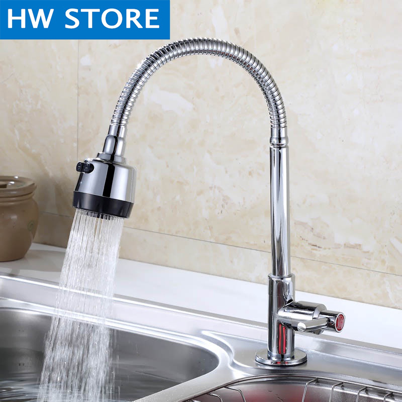 HW Stainless Steel 360° Flexible Faucet with Sprayer Single Cold ...