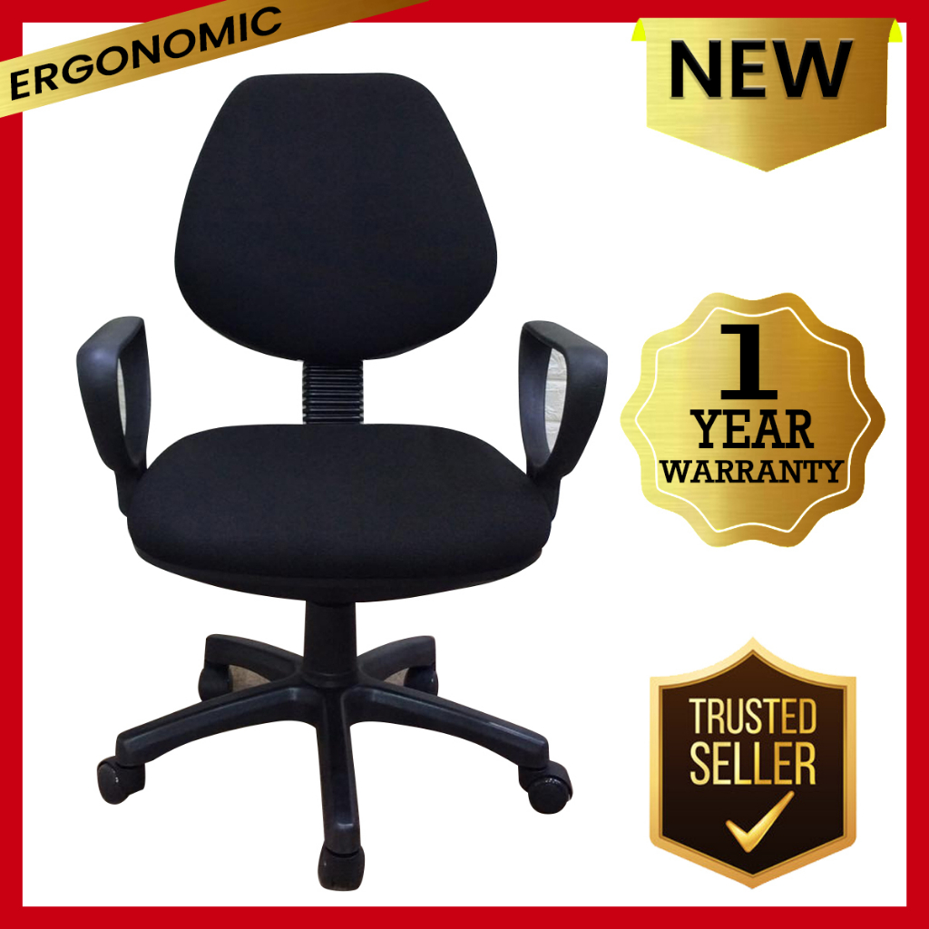 Deluxe Typist Mid Back Chair (Black) | Shopee Philippines