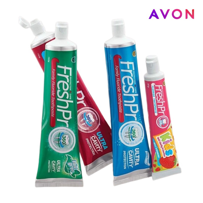 AVON Fresh Pro Family Fluoride Toothpastes 160g: Menthol Red Mint Green ...
