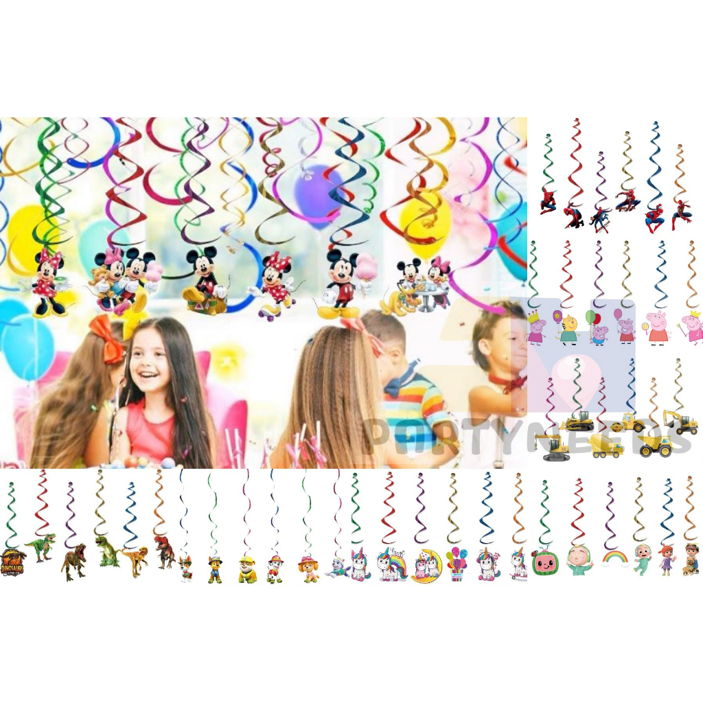 Character Spiral Banner Ribbon Hanging Swirl Flower Party Birthday ...