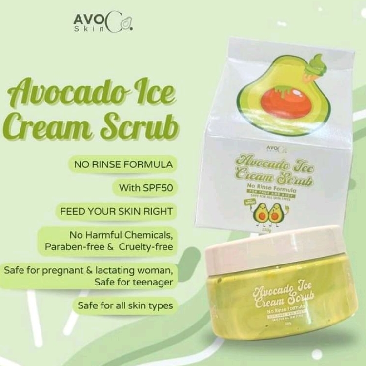 Avo Skin Co. Avocado Ice Cream Scrub face body no rinse formula spf50 exfoliating | Shopee ...